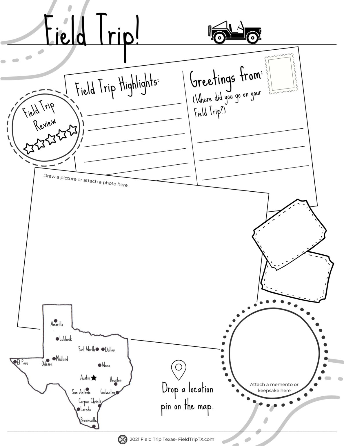 Field Trip Journaling Page | Free Printable - Field Trip Texas